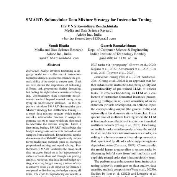 SMART: Submodular Data Mixture Strategy for Instruction Tuning - ACL Anthology