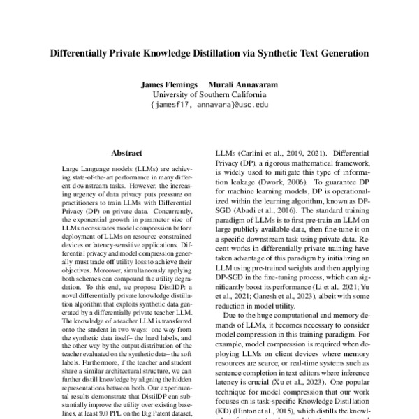 Differentially Private Knowledge Distillation via Synthetic Text Generation - ACL Anthology