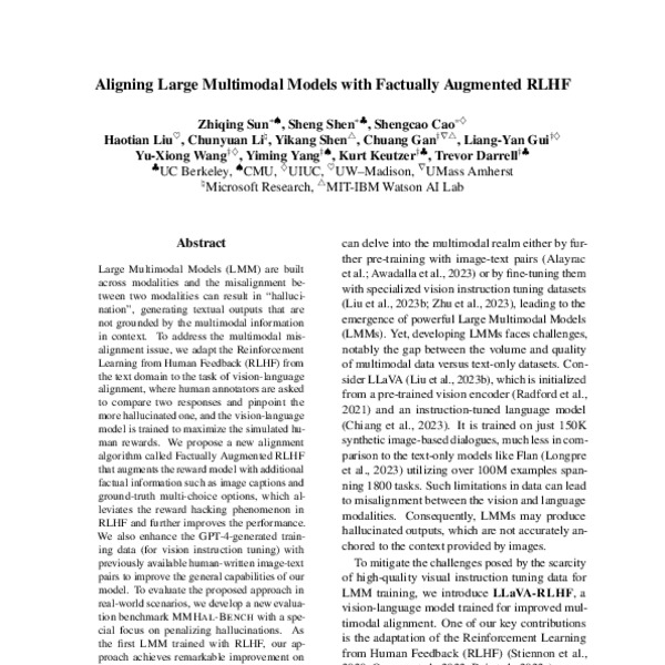 Aligning Large Multimodal Models with Factually Augmented RLHF - ACL Anthology