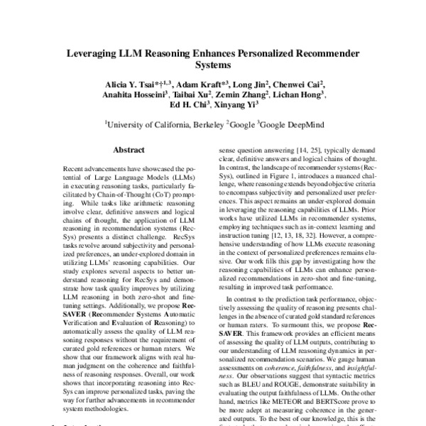 Leveraging LLM Reasoning Enhances Personalized Recommender Systems - ACL Anthology
