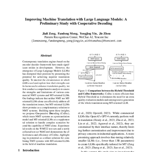 Improving Machine Translation with Large Language Models: A Preliminary Study with Cooperative ...