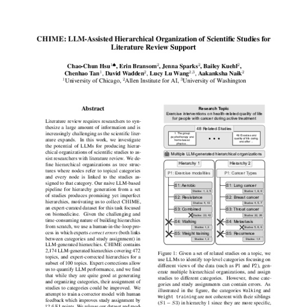 CHIME: LLM-Assisted Hierarchical Organization of Scientific Studies for Literature Review ...