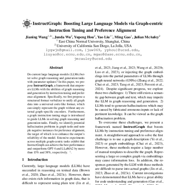 InstructGraph: Boosting Large Language Models via Graph-centric Instruction Tuning and ...
