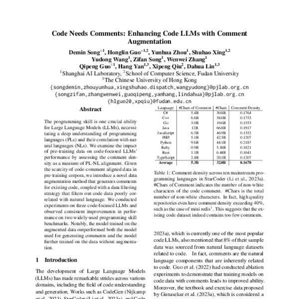 Code Needs Comments Enhancing Code Llms With Comment Augmentation Acl Anthology