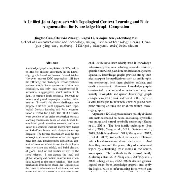 A Unified Joint Approach with Topological Context Learning and Rule Augmentation for Knowledge ...