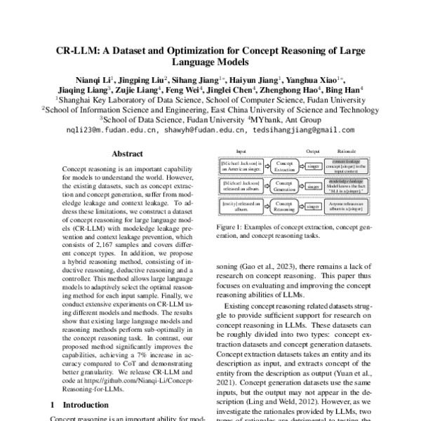 Cr Llm A Dataset And Optimization For Concept Reasoning Of Large Language Models Acl Anthology