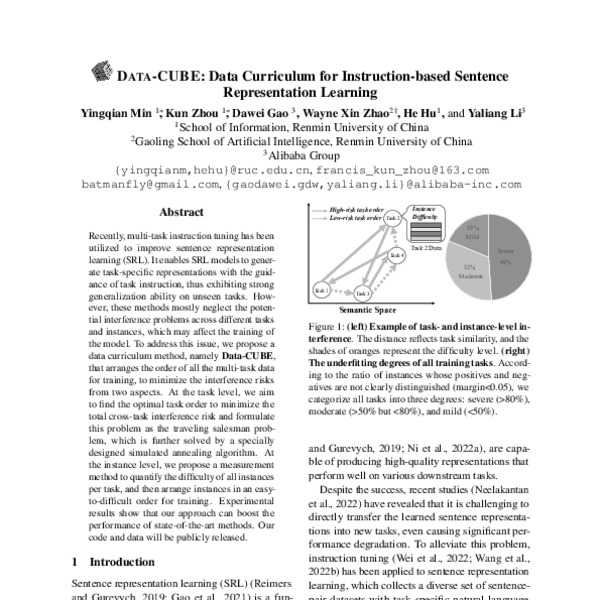 DATA-CUBE: Data Curriculum for Instruction-based Sentence Representation Learning - ACL Anthology