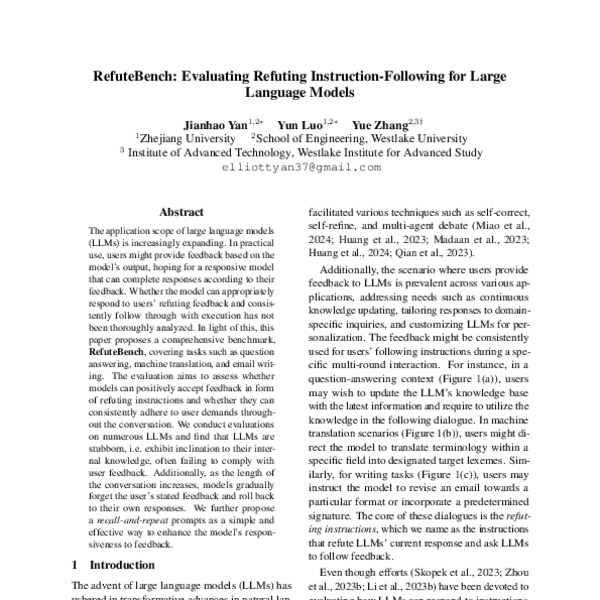 RefuteBench: Evaluating Refuting Instruction-Following for Large Language Models - ACL Anthology