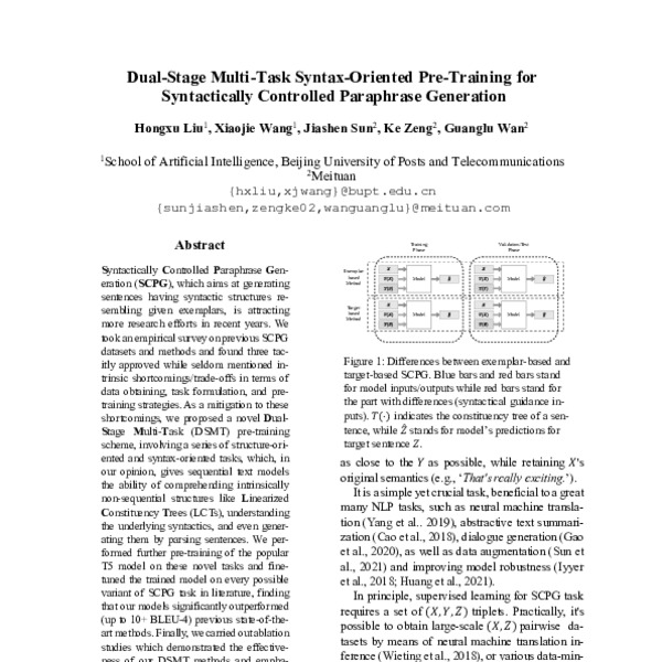 Dual-Stage Multi-Task Syntax-Oriented Pre-Training for Syntactically Controlled Paraphrase ...