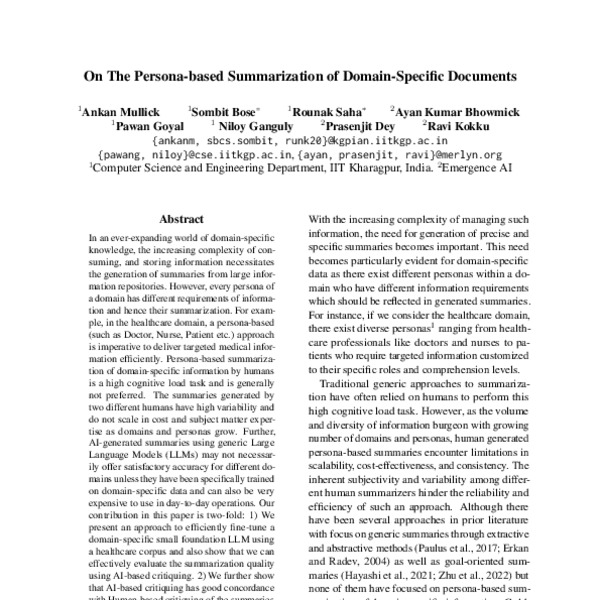 On The Persona-based Summarization of Domain-Specific Documents - ACL Anthology
