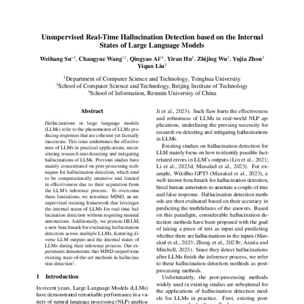 Unsupervised Real-Time Hallucination Detection based on the Internal ...