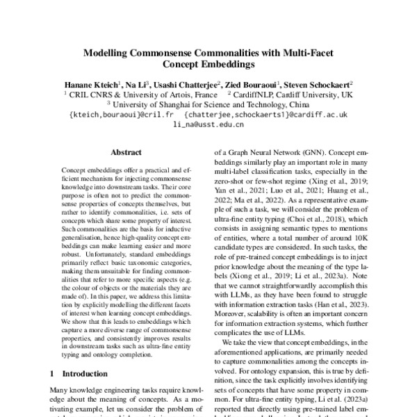 Modelling Commonsense Commonalities With Multi Facet Concept Embeddings