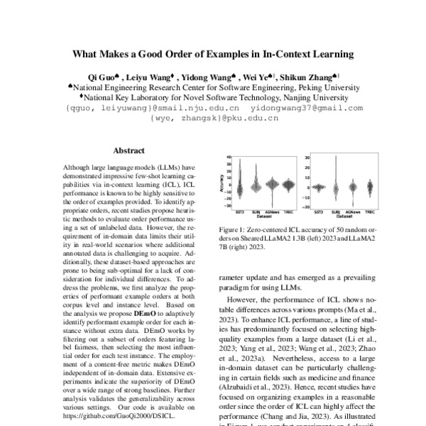 What Makes a Good Order of Examples in In-Context Learning - ACL Anthology