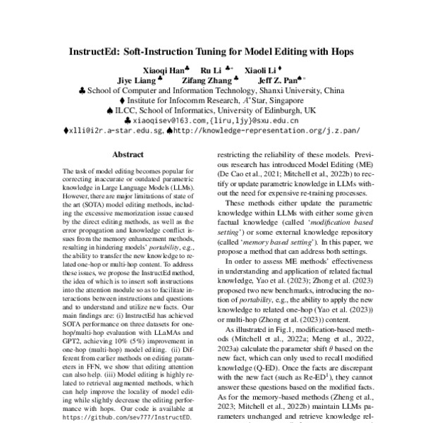 InstructEd: Soft-Instruction Tuning for Model Editing with Hops - ACL Anthology