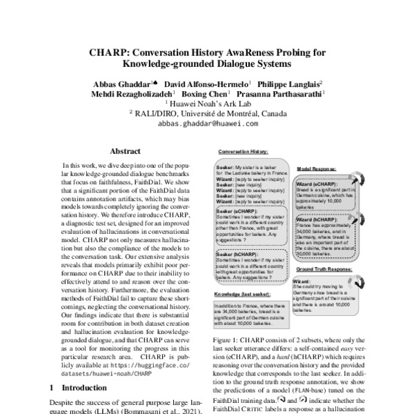 CHARP: Conversation History AwaReness Probing for Knowledge-grounded Dialogue Systems - ACL ...