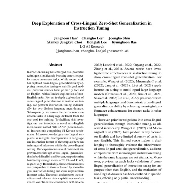 Deep Exploration of Cross-Lingual Zero-Shot Generalization in Instruction Tuning - ACL Anthology