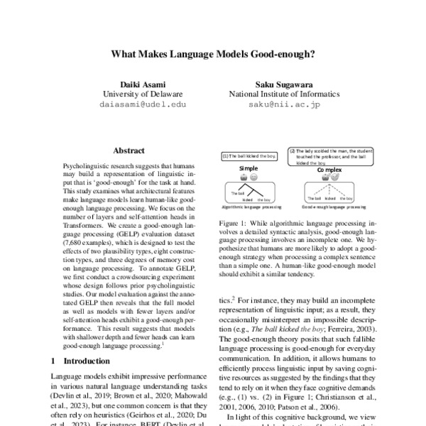 What Makes Language Models Good-enough? - ACL Anthology