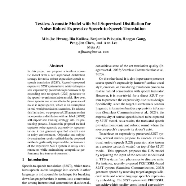 Textless Acoustic Model with Self-Supervised Distillation for Noise-Robust Expressive Speech-to ...