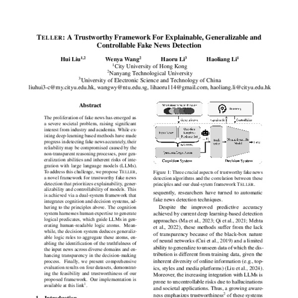 TELLER: A Trustworthy Framework for Explainable, Generalizable and ...