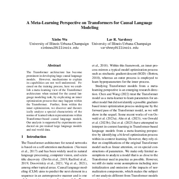 A Meta-Learning Perspective on Transformers for Causal Language Modeling - ACL Anthology