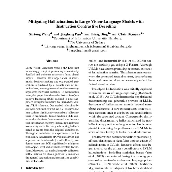 Mitigating Hallucinations in Large Vision-Language Models with Instruction Contrastive Decoding ...