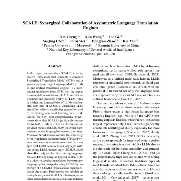 SCALE: Synergized Collaboration of Asymmetric Language Translation ...