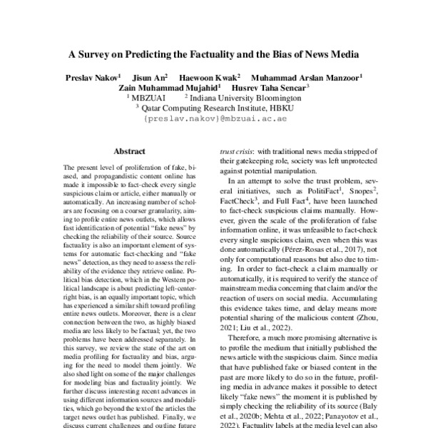 A Survey on Predicting the Factuality and the Bias of News Media - ACL ...