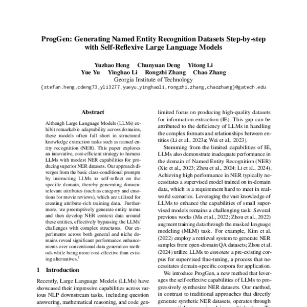 Proggen Generating Named Entity Recognition Datasets Step By Step With Self Reflexive Large