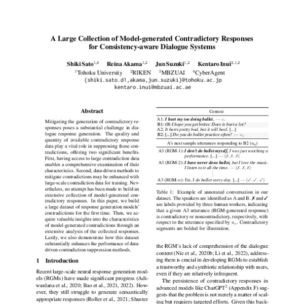 A Large Collection of Model-generated Contradictory Responses for Consistency-aware Dialogue ...