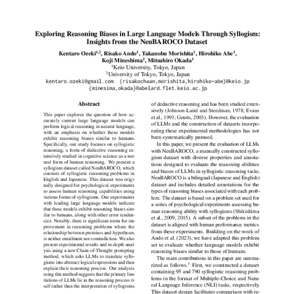 Exploring Reasoning Biases in Large Language Models Through Syllogism: Insights from the ...