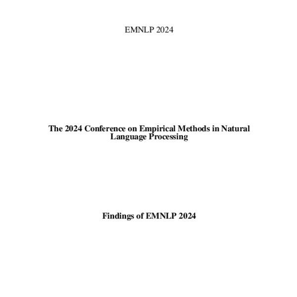 Findings of the Association for Computational Linguistics: EMNLP 2024 - ACL Anthology