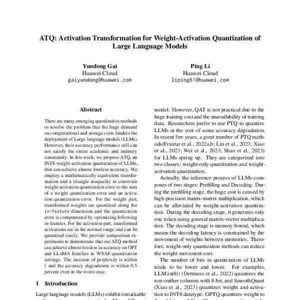 ATQ: Activation Transformation forWeight-Activation Quantization of ...