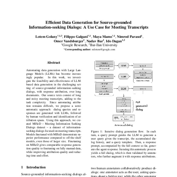 Efficient Data Generation for Source-grounded Information-seeking Dialogs: A Use Case for ...