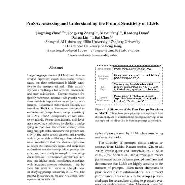 ProSA: Assessing and Understanding the Prompt Sensitivity of LLMs - ACL Anthology