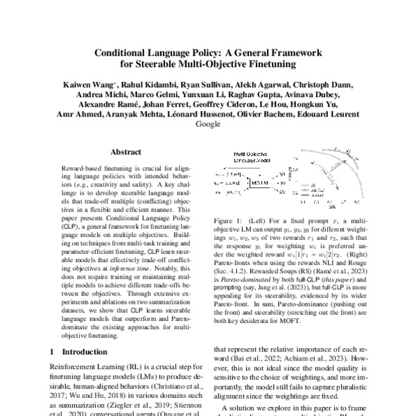 Conditional Language Policy: A General Framework For Steerable Multi-Objective Finetuning - ACL ...