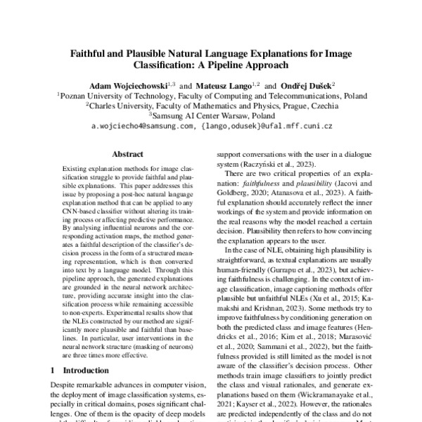 Faithful and Plausible Natural Language Explanations for Image Classification: A Pipeline ...