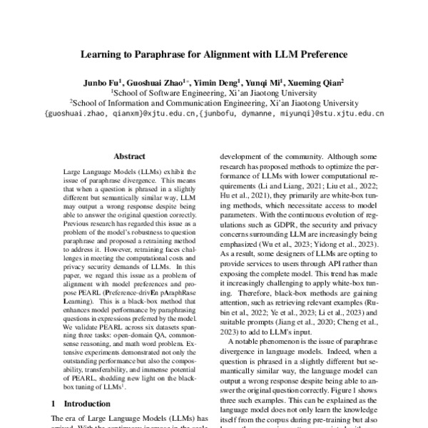 Learning To Paraphrase For Alignment With Llm Preference Acl Anthology