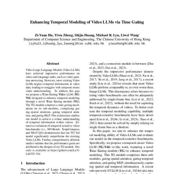 Enhancing Temporal Modeling of Video LLMs via Time Gating - ACL Anthology