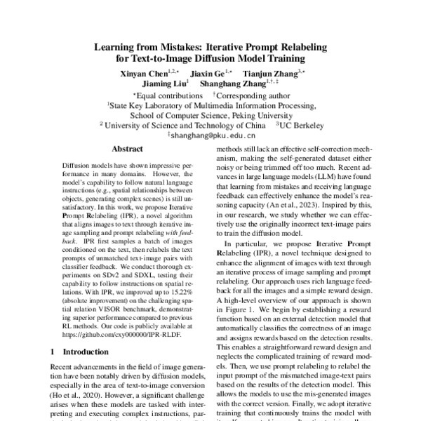 Learning from Mistakes: Iterative Prompt Relabeling for Text-to-Image Diffusion Model Training ...