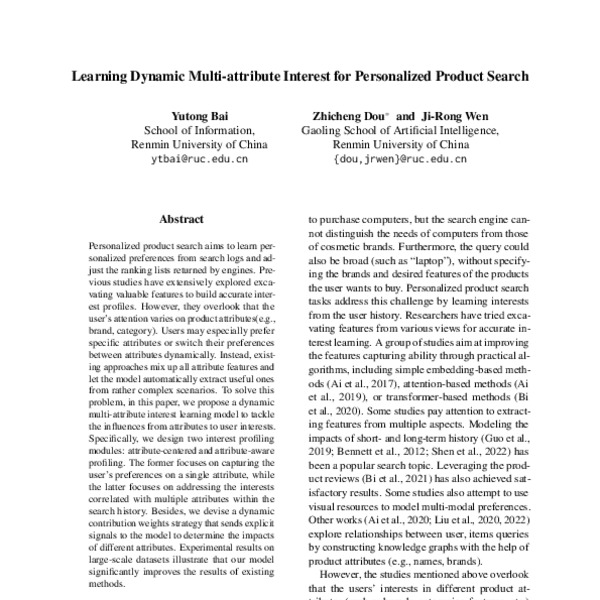 Learning Dynamic Multi-attribute Interest for Personalized Product Search - ACL Anthology