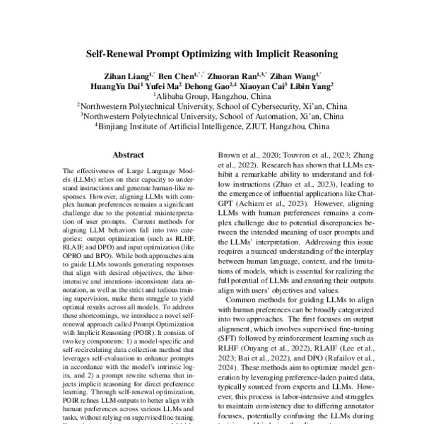 Self-Renewal Prompt Optimizing with Implicit Reasoning - ACL Anthology