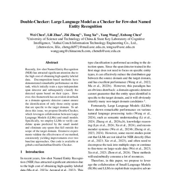 Double-Checker: Large Language Model as a Checker for Few-shot Named ...