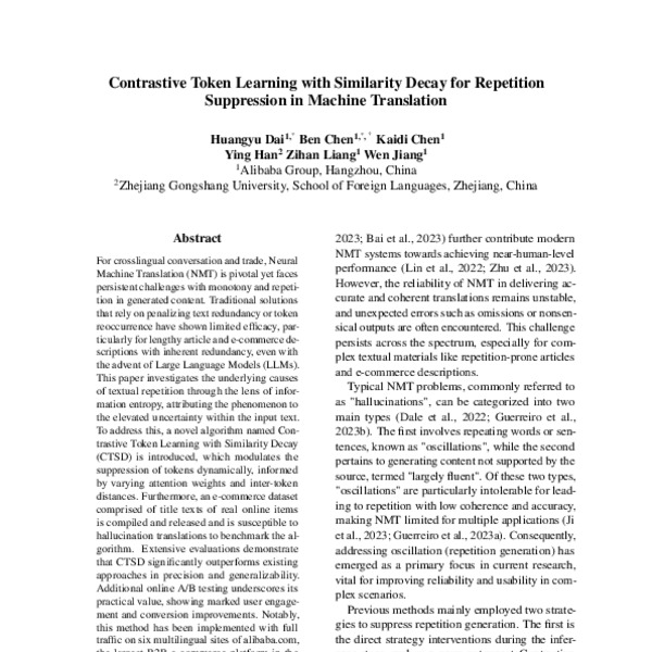 Contrastive Token Learning with Similarity Decay for Repetition Suppression in Machine ...