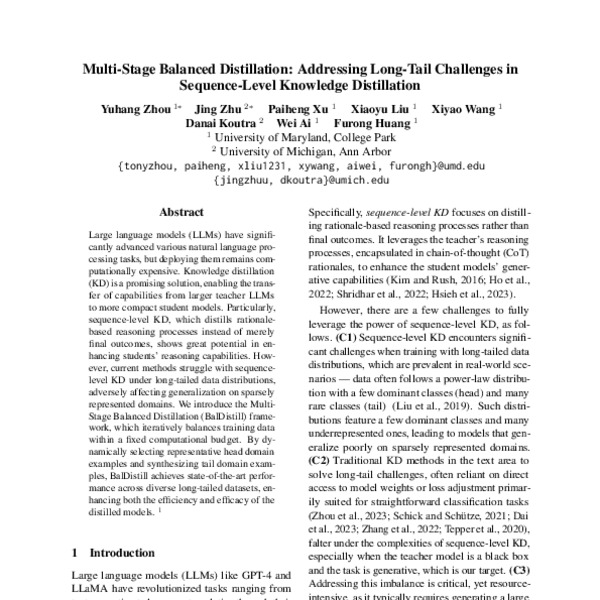 Multi-Stage Balanced Distillation: Addressing Long-Tail Challenges in Sequence-Level Knowledge ...