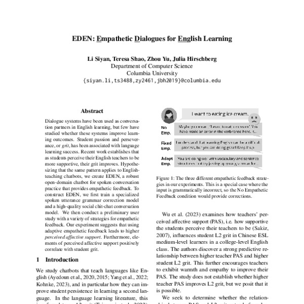EDEN: Empathetic Dialogues for English Learning - ACL Anthology