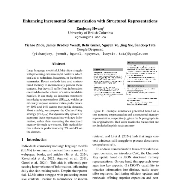 Enhancing Incremental Summarization With Structured Representations Acl Anthology