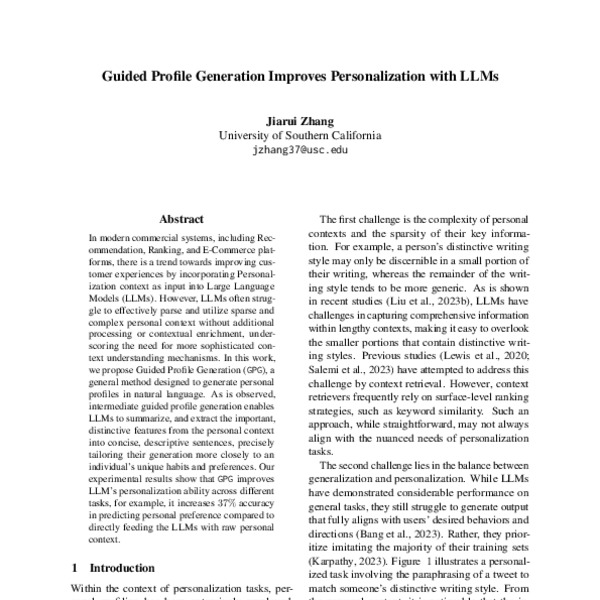 Guided Profile Generation Improves Personalization with Large Language Models - ACL Anthology