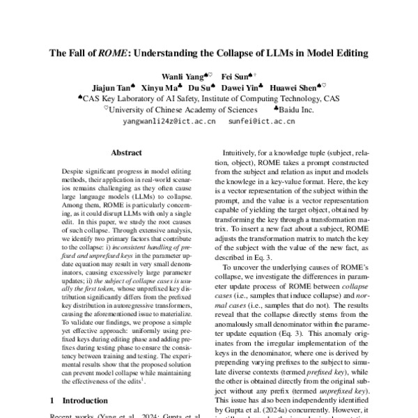 The Fall of ROME: Understanding the Collapse of LLMs in Model Editing ...