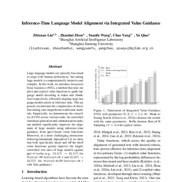 Inference Time Language Model Alignment Via Integrated Value Guidance