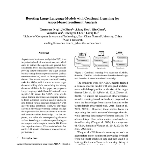 Boosting Large Language Models with Continual Learning for Aspect-based Sentiment Analysis - ACL ...